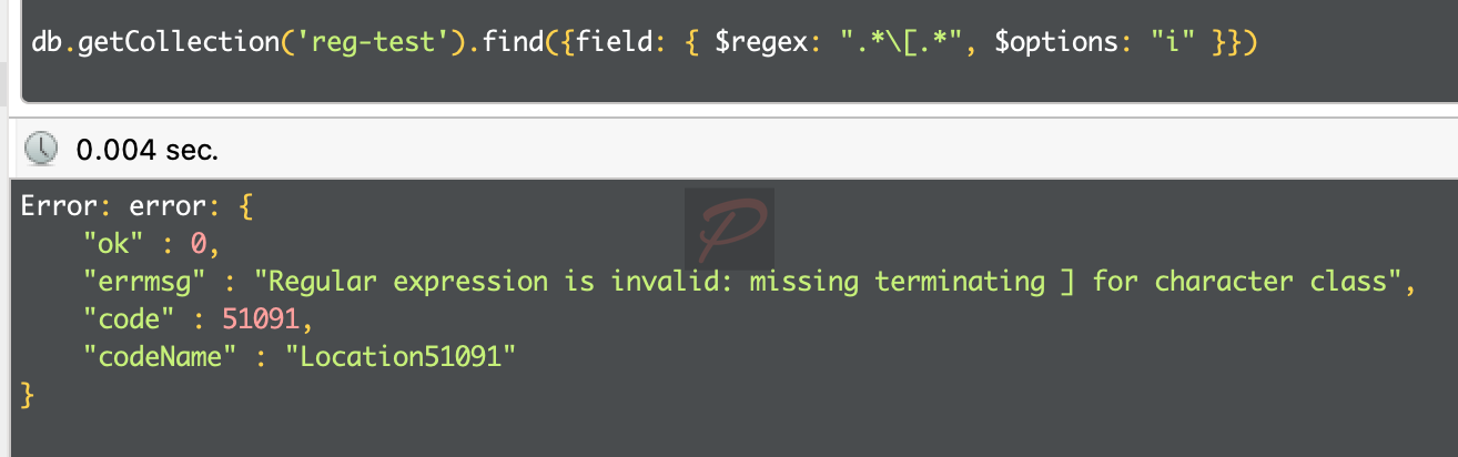 MongoDB Regex Search Pie Note